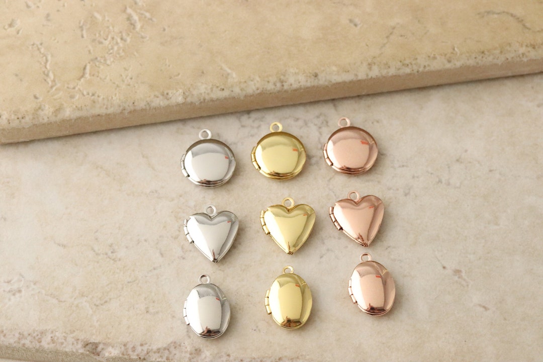Mini Locket - Tiny Oval Locket - Tiny Round Locket - Rose Gold Heart ...