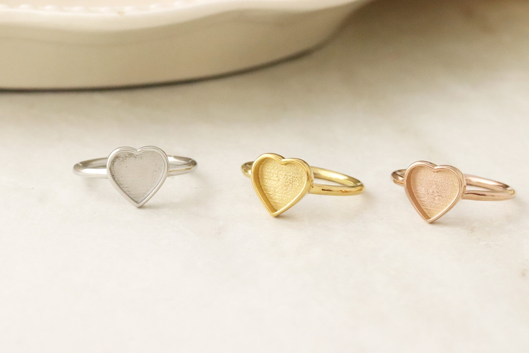 Stainless Steel Heart Bezel Ring - Bezel Ring - Bezel Ring Setting ...