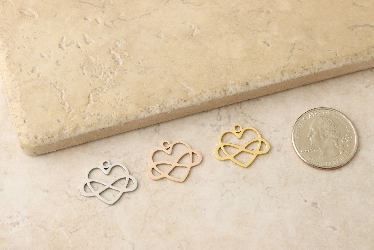 Stainless Steel Heart Infinity Charm Gold Heart Infinity - Etsy