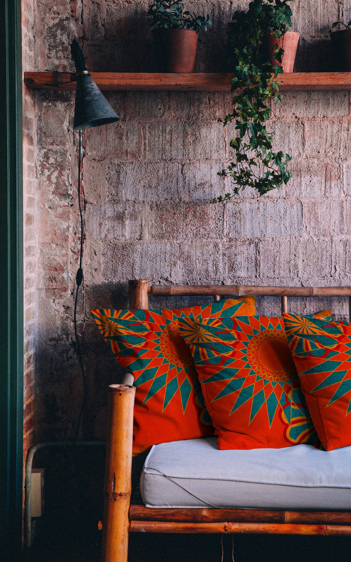 Handmade Boho Outdoor Patio Throw Pillow - Set of 2 - Orange Moroccan ...