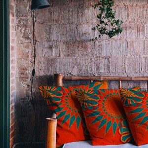 Handmade Boho Outdoor Patio Throw Pillow - Set of 2 - Orange Moroccan ...