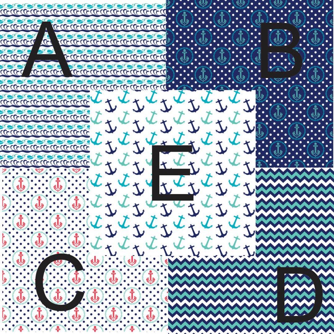 Nautical _anchors Beach_ HTV_ Pattern Htv_printed Heat Transfer Vinyl ...