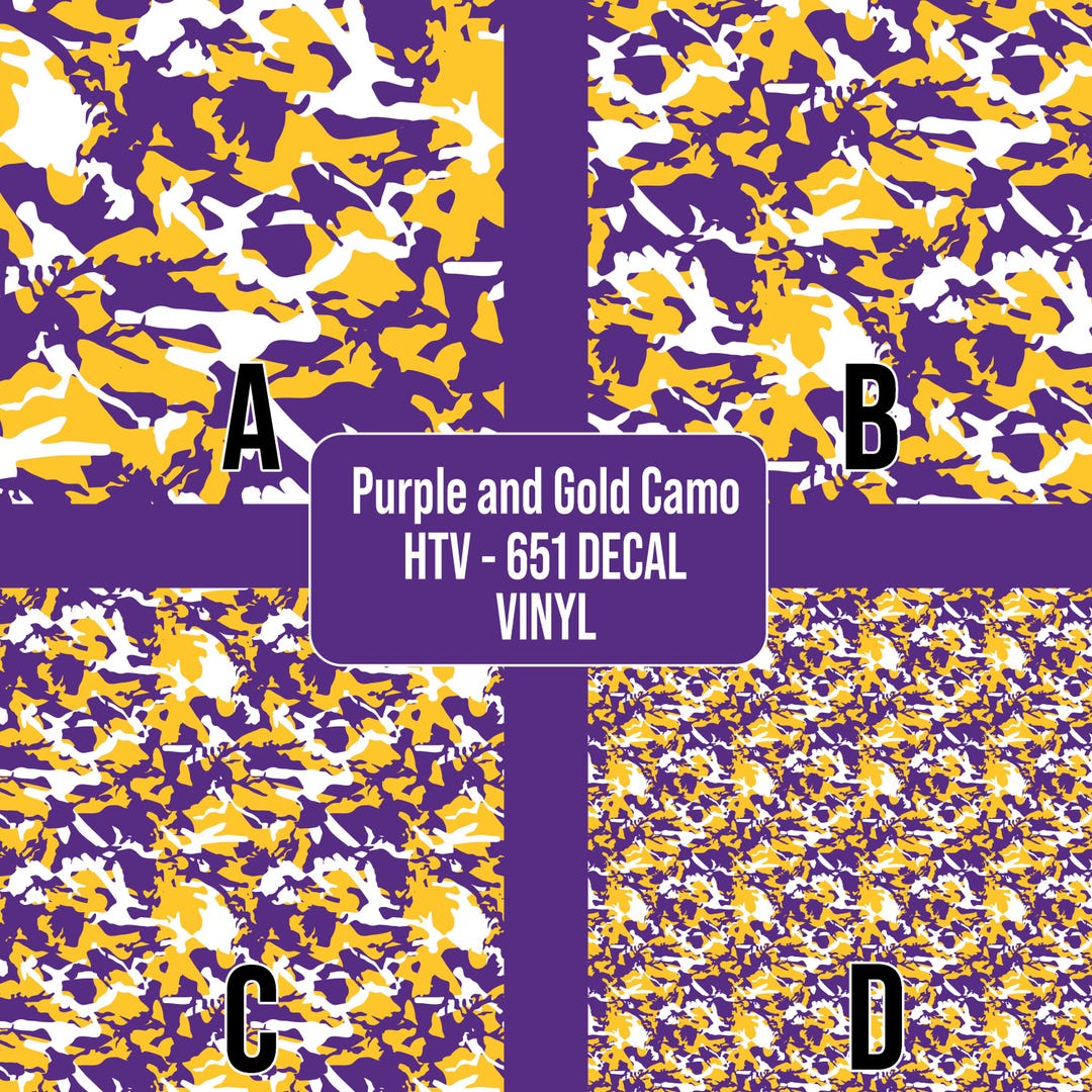 Purple and Gold Camo Camouflage Pattern Heat Transfer Vinyl (HTV) or ...