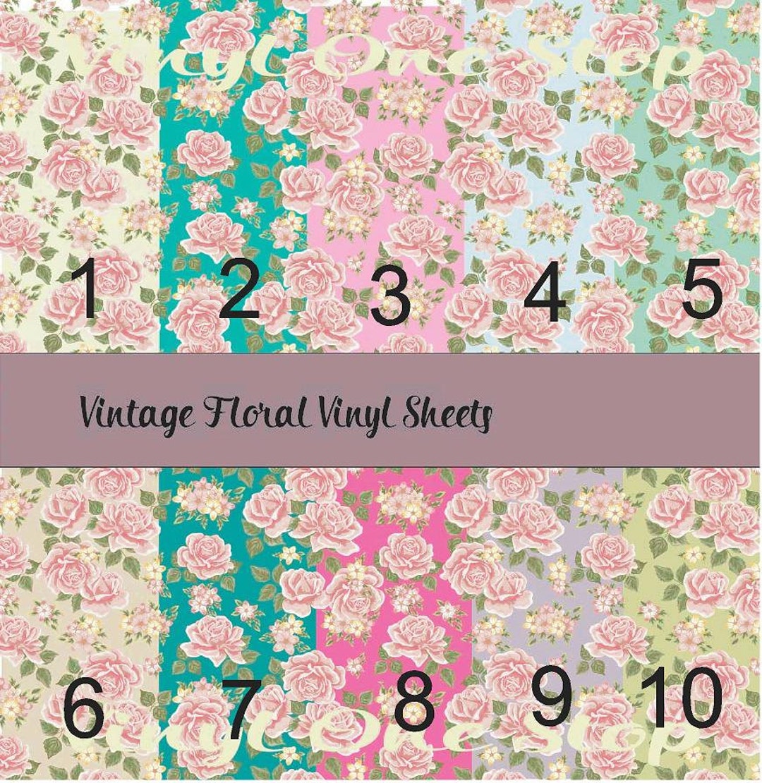 Vintage Floral Rose HTV_ Pattern Htv_printed Heat Transfer Vinyl ...