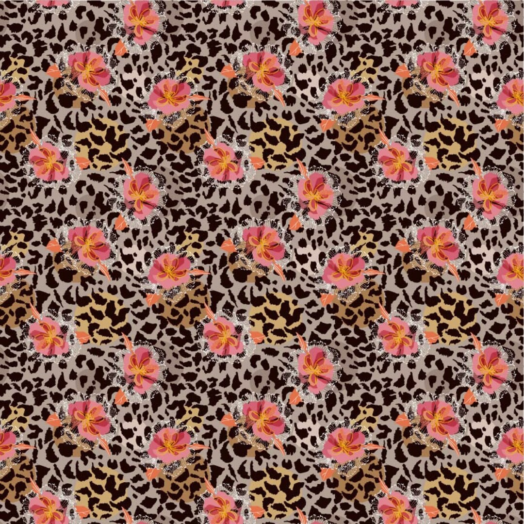 Cheetah/leopard With Floral Print HTV heat Transfer Vinyl or - Etsy