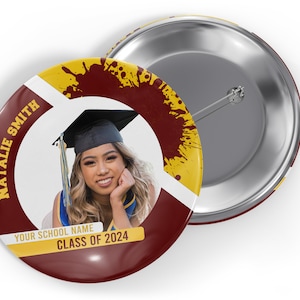 Custom Graduation Button Pinback, Bulldogs Pinback, Badge, Photo and ...