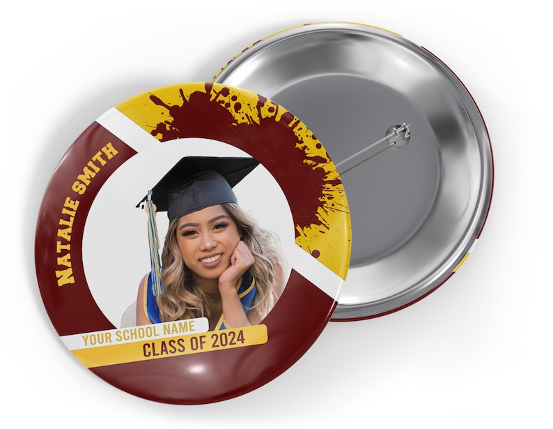 Custom Graduation Button Pinback, Bulldogs Pinback, Badge, Photo and ...