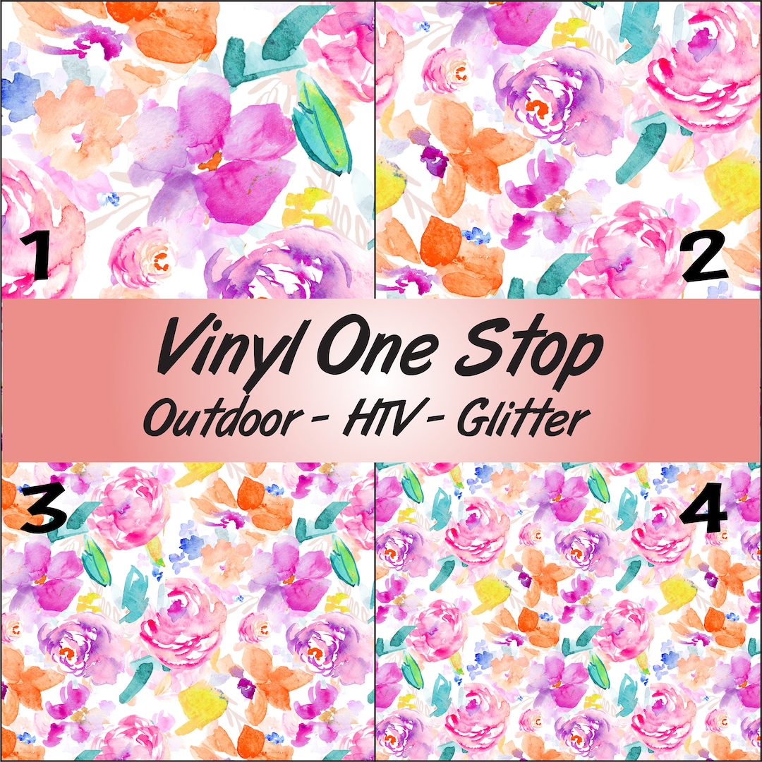 Watercolor Floral 1101 Printed HTV Pattern Vinyl, Printed 651 Vinyl ...