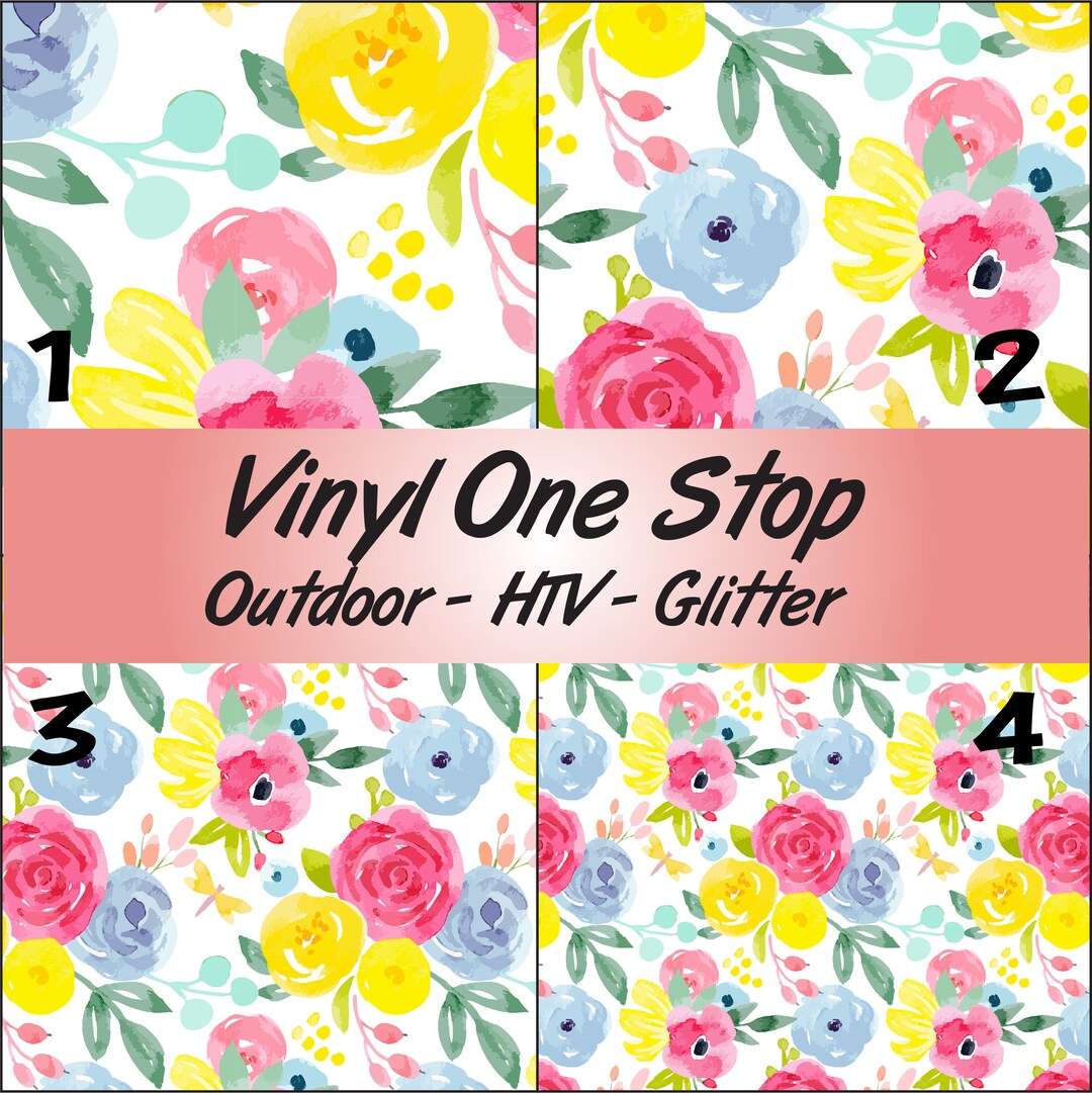 Watercolor Floral 1102 Printed HTV Pattern Vinyl, Printed 651 Vinyl ...