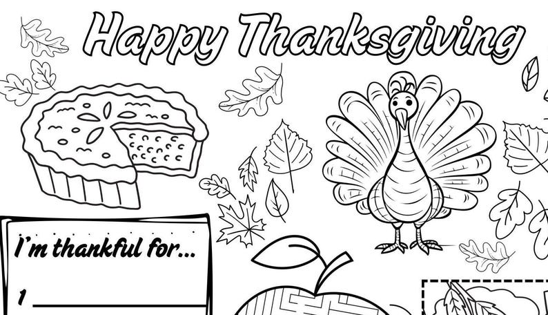 Printable Thanksgiving Placemat Instant Download Activity for ...