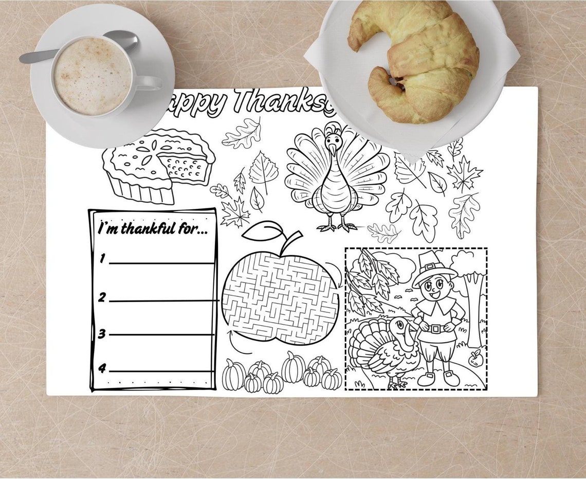 Printable Thanksgiving Placemat Instant Download Activity for ...