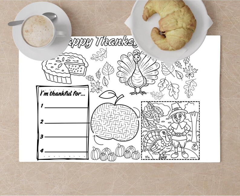 Printable Thanksgiving Placemat Instant Download Activity for ...