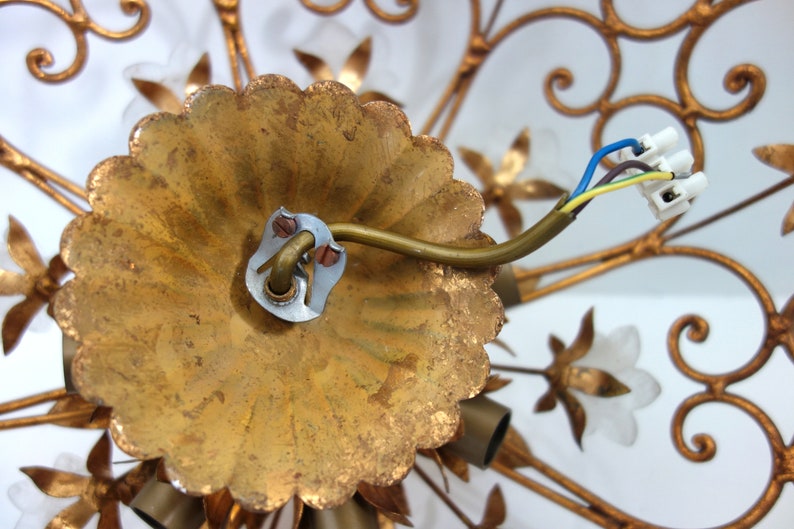 Large Hollywood Regency Flush Mount Ceiling Light With Murano Glass ...