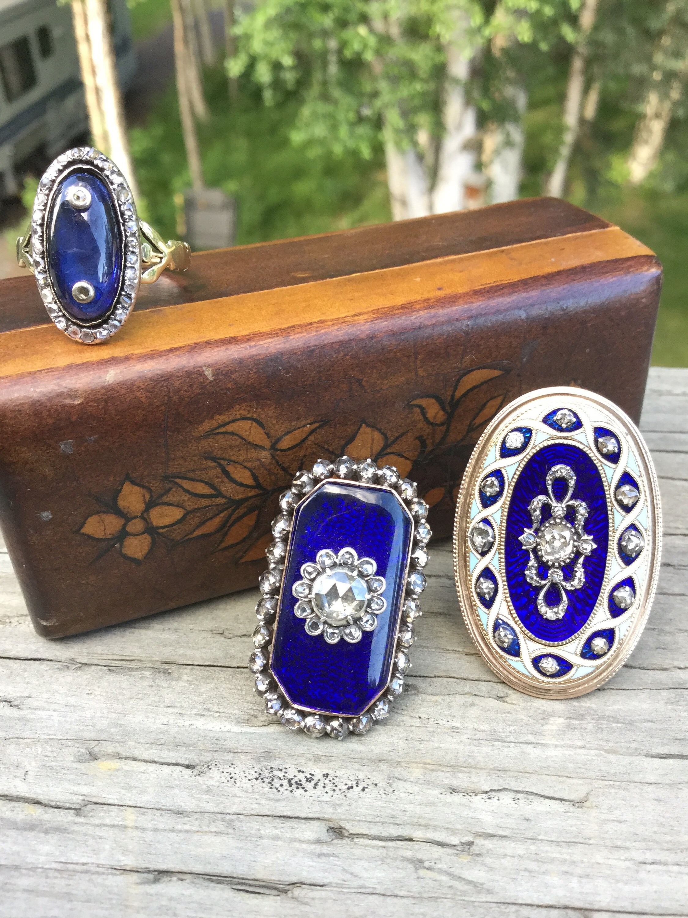 Huge Victorian Blue Enamel and Diamond Ring - Etsy
