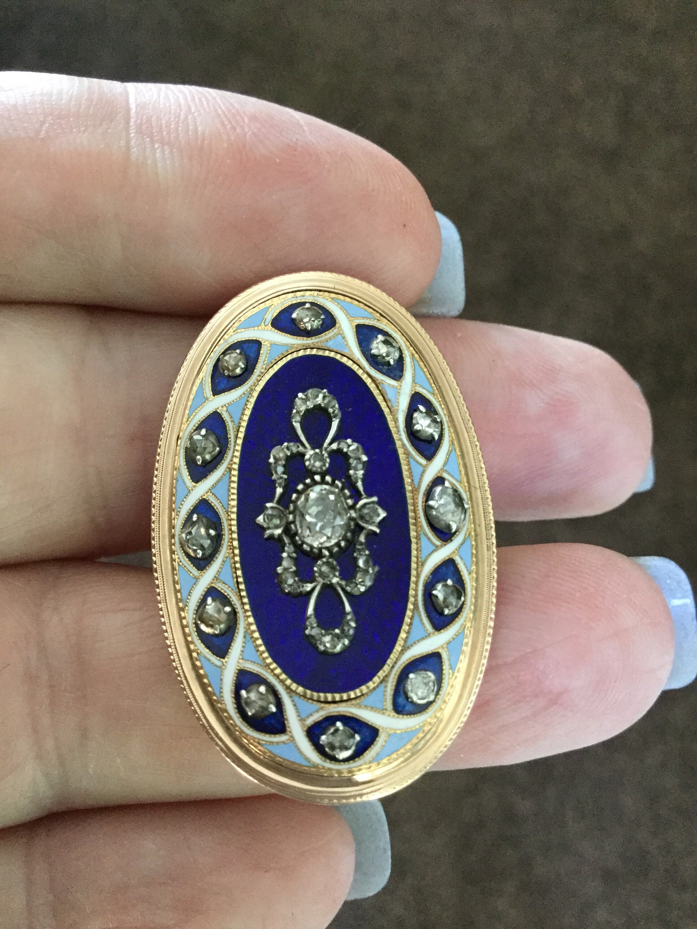Huge Victorian Blue Enamel and Diamond Ring - Etsy