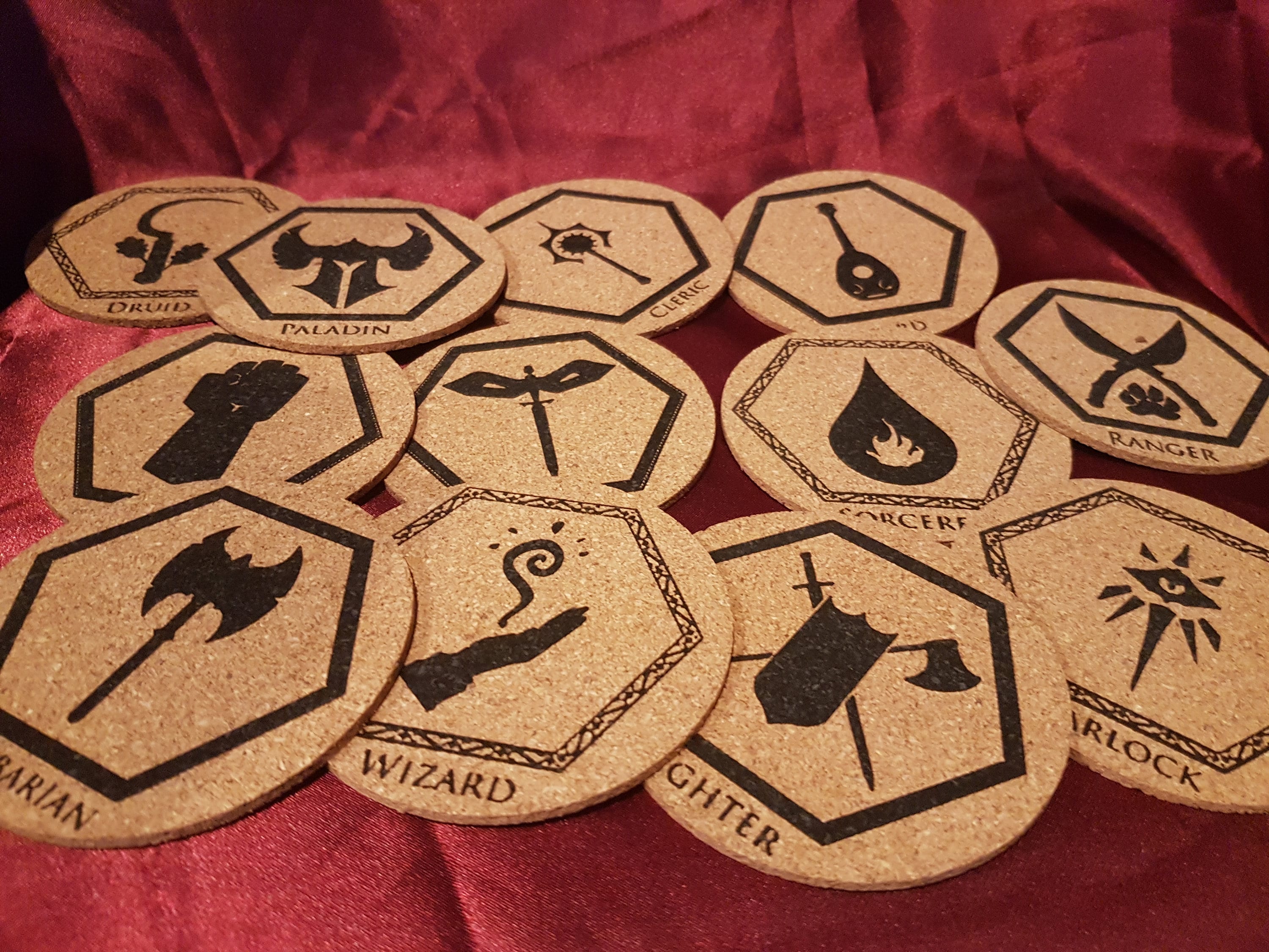 DnD Clase Cork Coasters Dungons and Dragons Class Board | Etsy