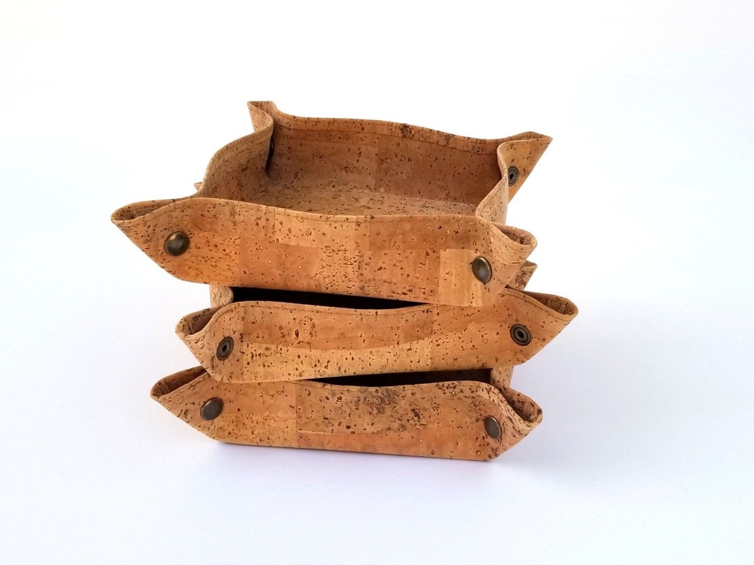 Vegan Cork Leather Catch All Tray Travel Valet Tray, Console Nightstand ...