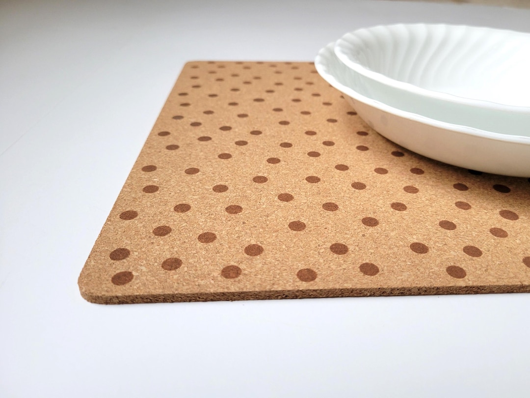 Brown Polka Dots Natural Cork Table Mats Placemats Rectangular for ...