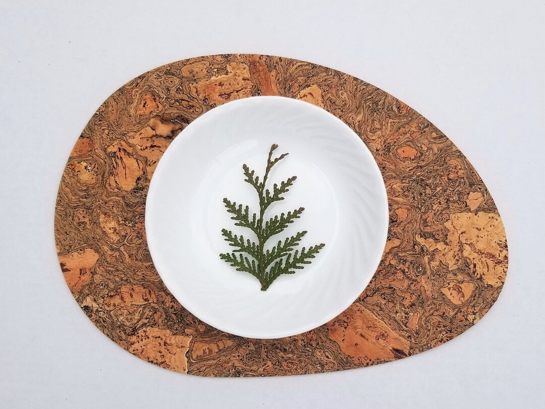 Farmhouse Rustic Natural Cork Table Mats Placemats Pebble Oval Heat ...