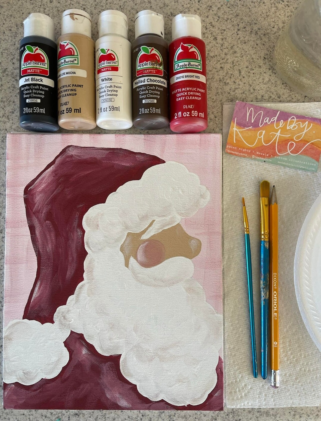 Santa Painting - Etsy