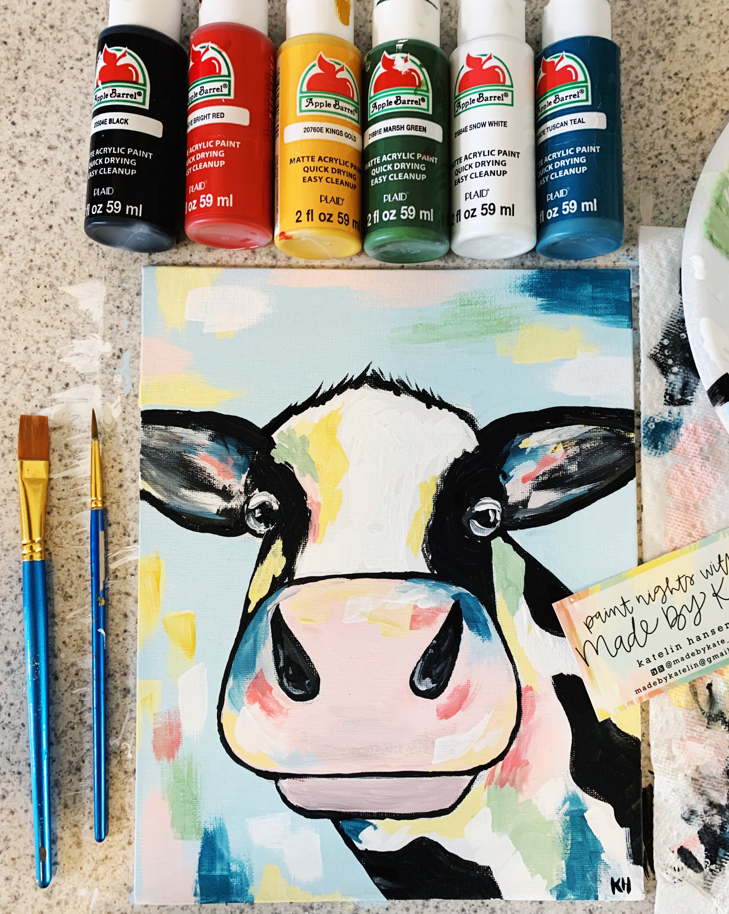 Colorful Cow Painting Tutorial - Etsy
