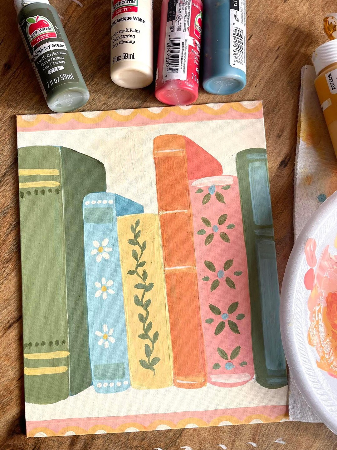 Book Stack Paint Tutorial - Etsy
