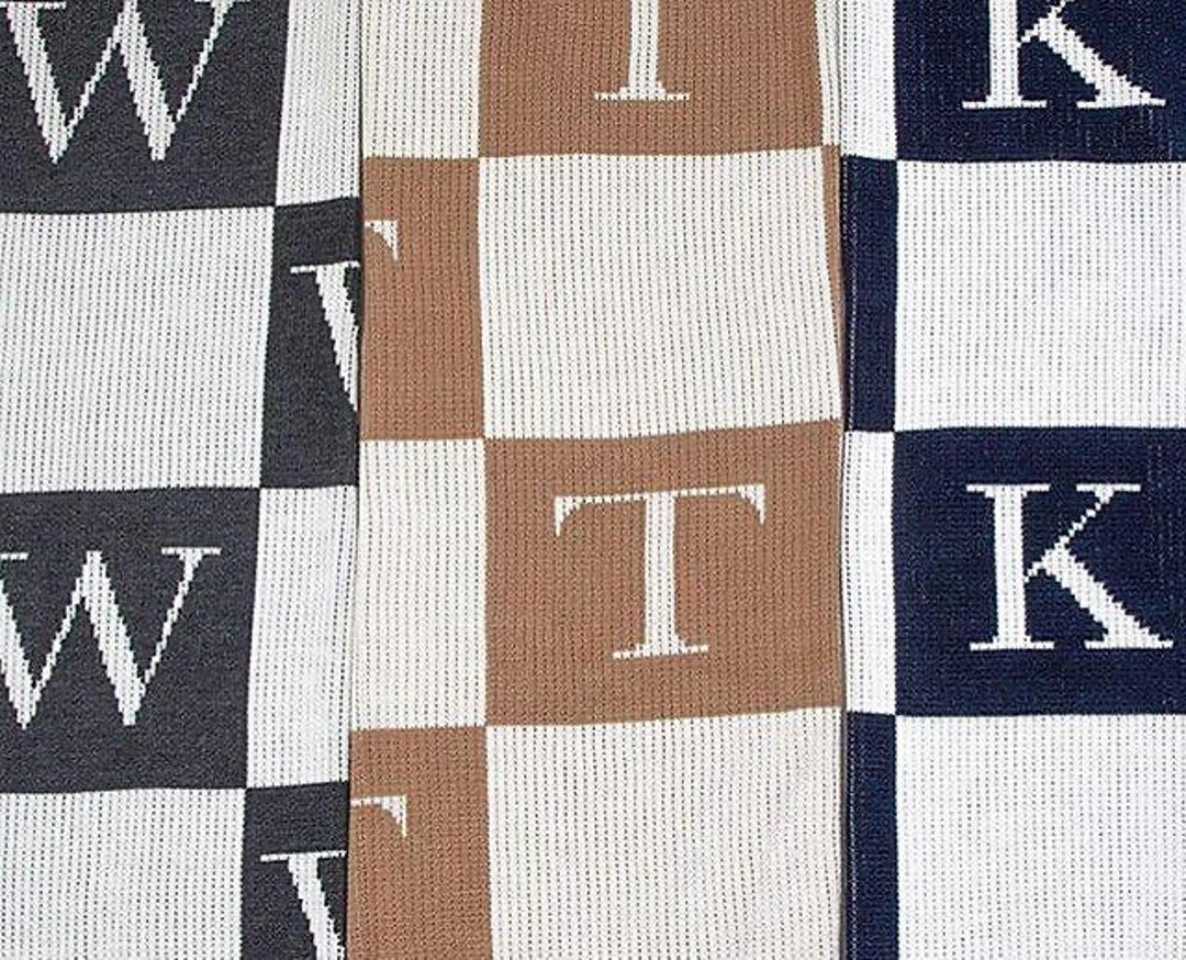Initial Block Throw Blanket Nursery Blanket Sofa Throw Blanket Designer ...