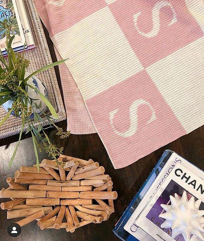 Initial Block Throw Blanket Nursery Blanket Sofa Throw | Etsy