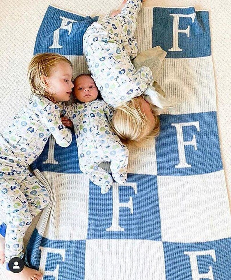 Initial Block Throw Blanket Nursery Blanket Sofa Throw | Etsy