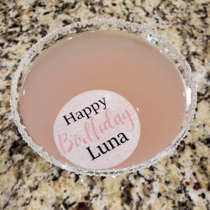 Happy Birthday Edible Cocktail Drink Topper, Personalized Cocktail ...