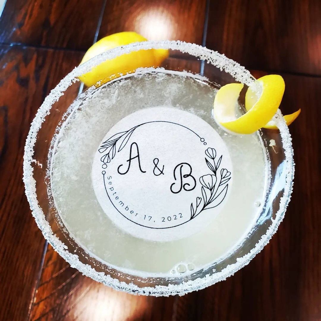 Floral Custom Edible Cocktail Topper, Wedding Cocktail Topper, Anniversary, Quinceanera Drink ...