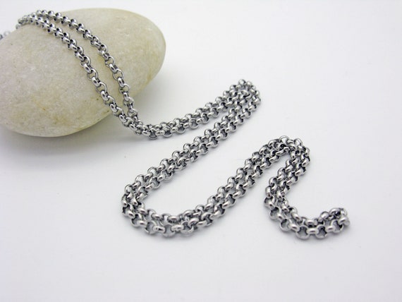 Simple Rolo chain made of stainless steel silver-colored 3 | Etsy