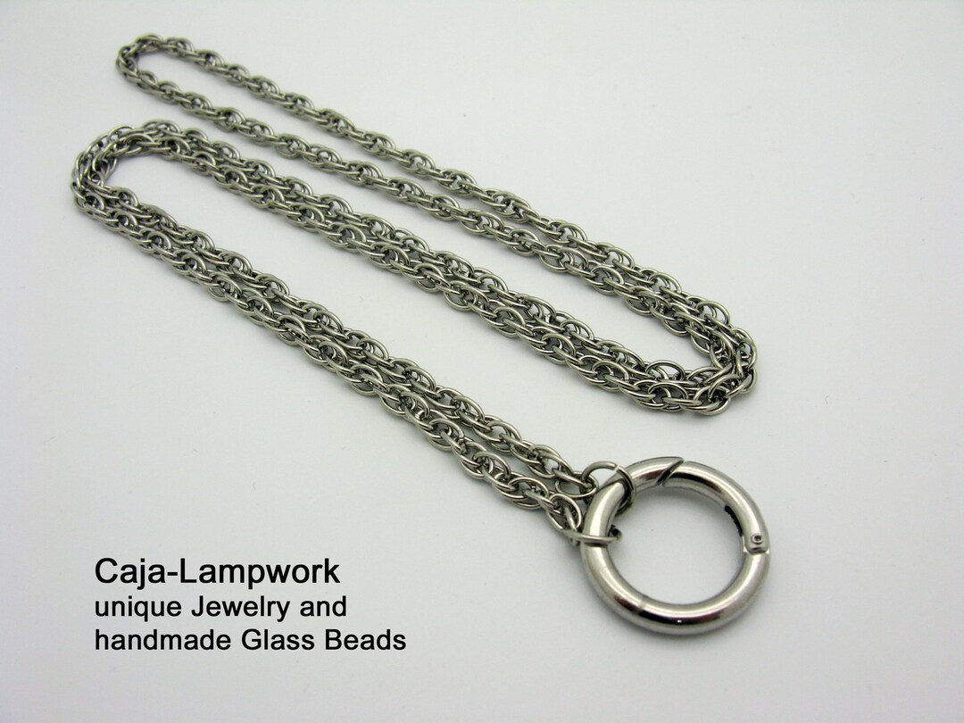 Simple Silver-colored Metal Chain With Hinged Charm Carrier, Approx. 80 ...