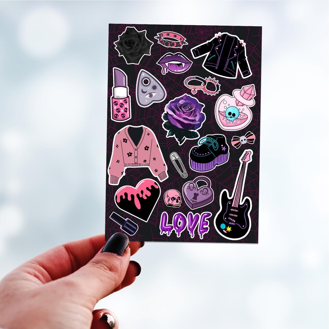 90s Goth, Sticker Sheet, Punk Stickers, Everyday Planner, Trendy Witchy ...