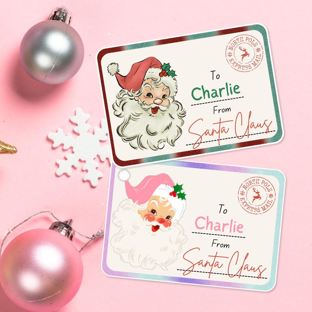 Pink Santa, From Santa, Christmas Stickers, Xmas Stickers, Santa ...