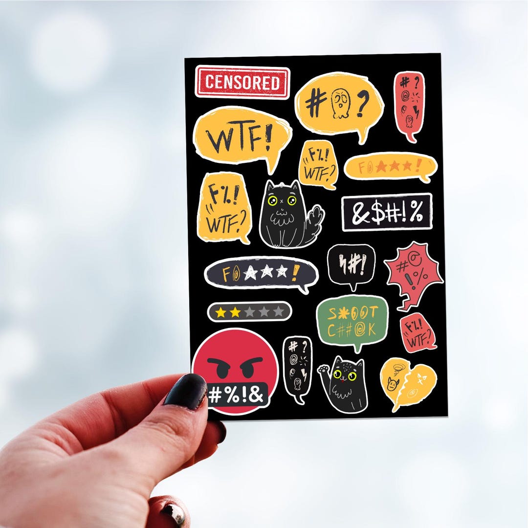 Angry Cats, Censored, Bad Words, Sticker Sheet, Junk Journal, Journal ...
