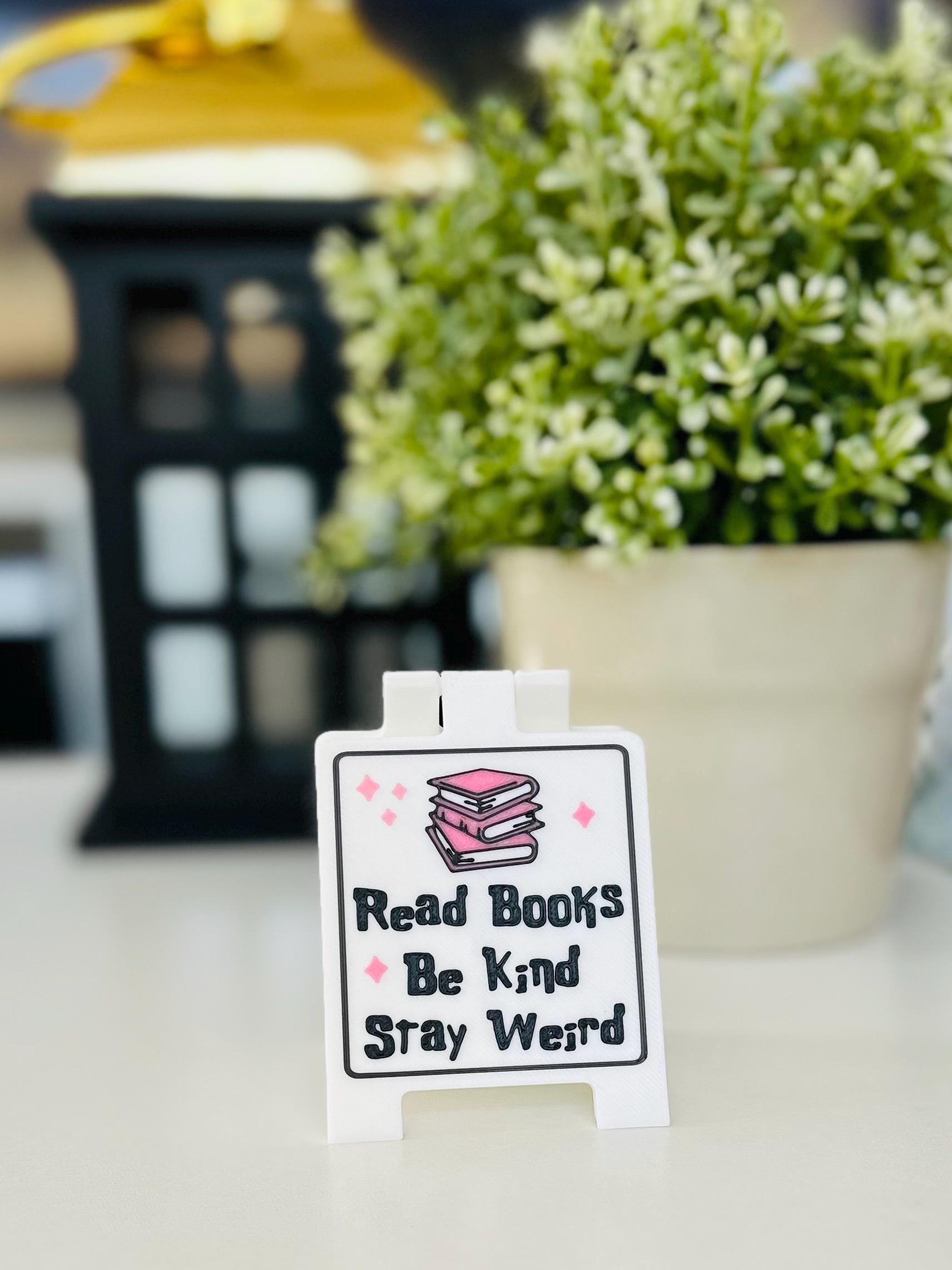 Office Decor Read Books Be Kind Stay Weird Tray Sign Funny Desk ...