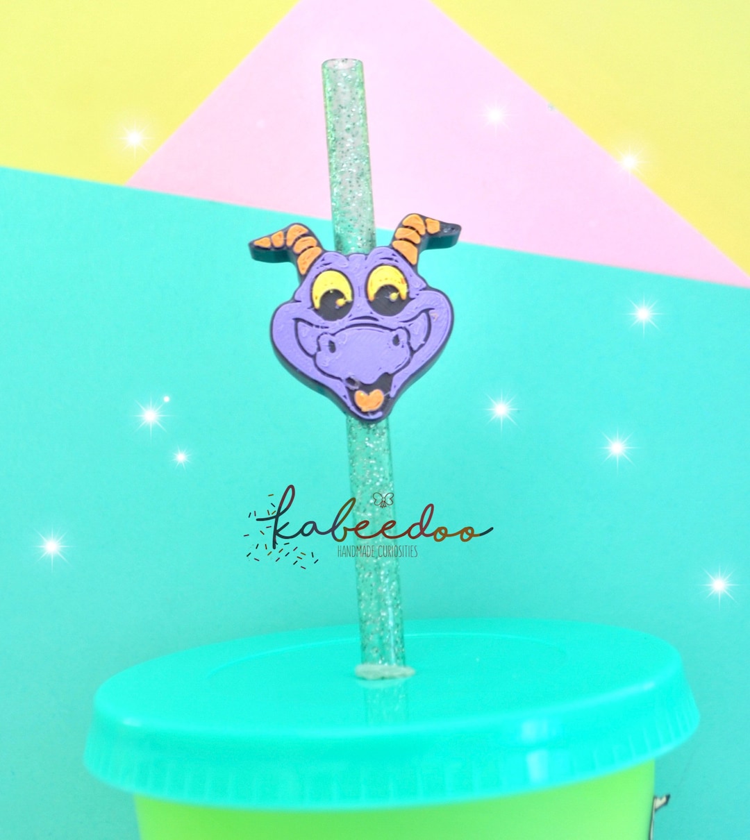 Disney Figment Straw Topper, Figment Purple Dragon Straw Buddy, Disney ...