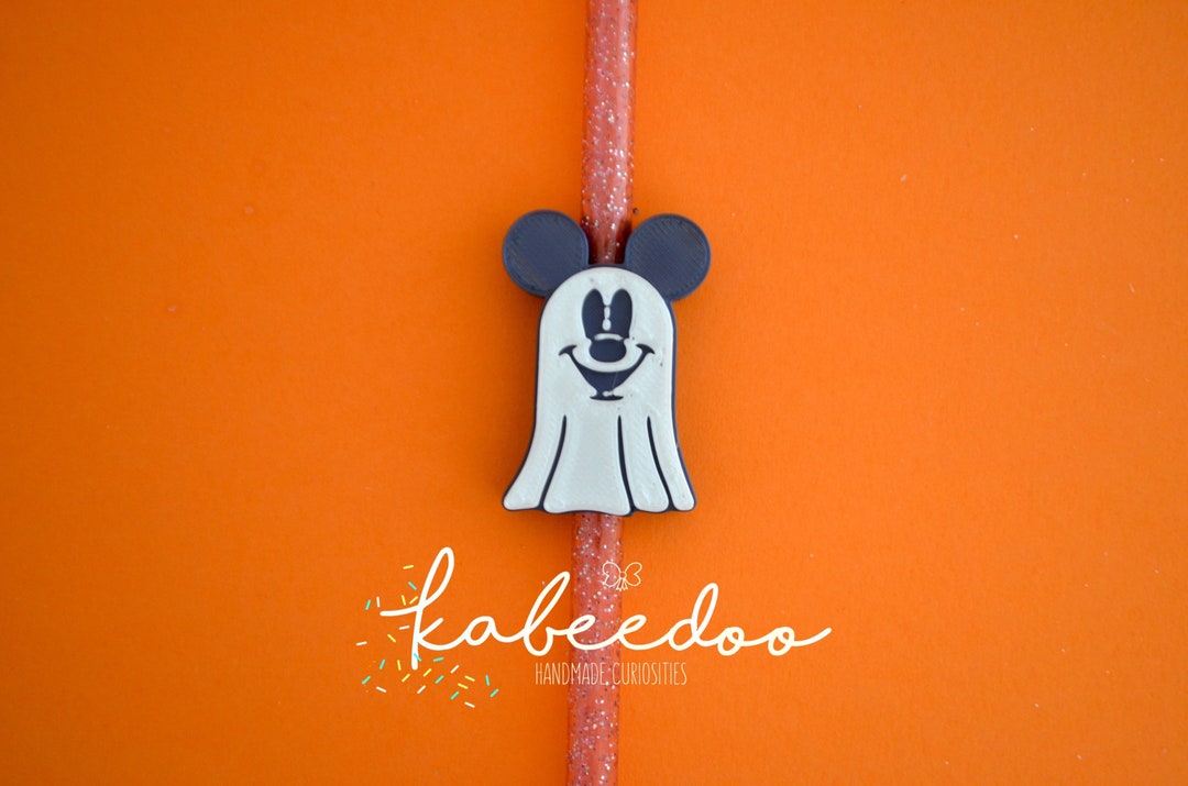 Disney Halloween Mickey Ghost Straw Charm Topper, Mickey Ghost Straw ...