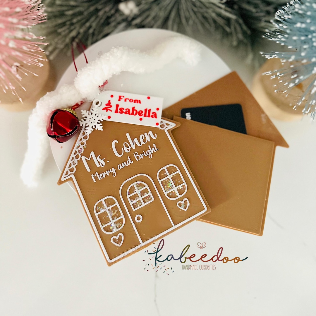 Personalized Gingerbread Gift Card Holder Ornament Teacher Christmas ...