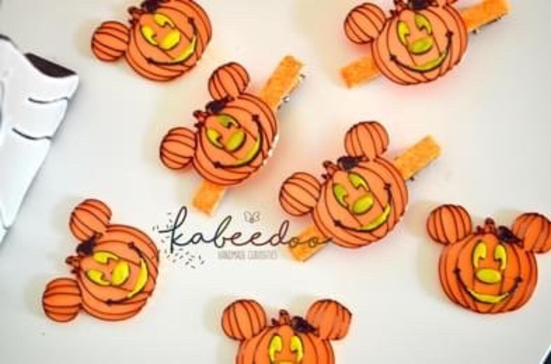 Mickey Pumpkin Clips Mickey Jack O Lantern Hair Clip Mickey Bow Mickey ...
