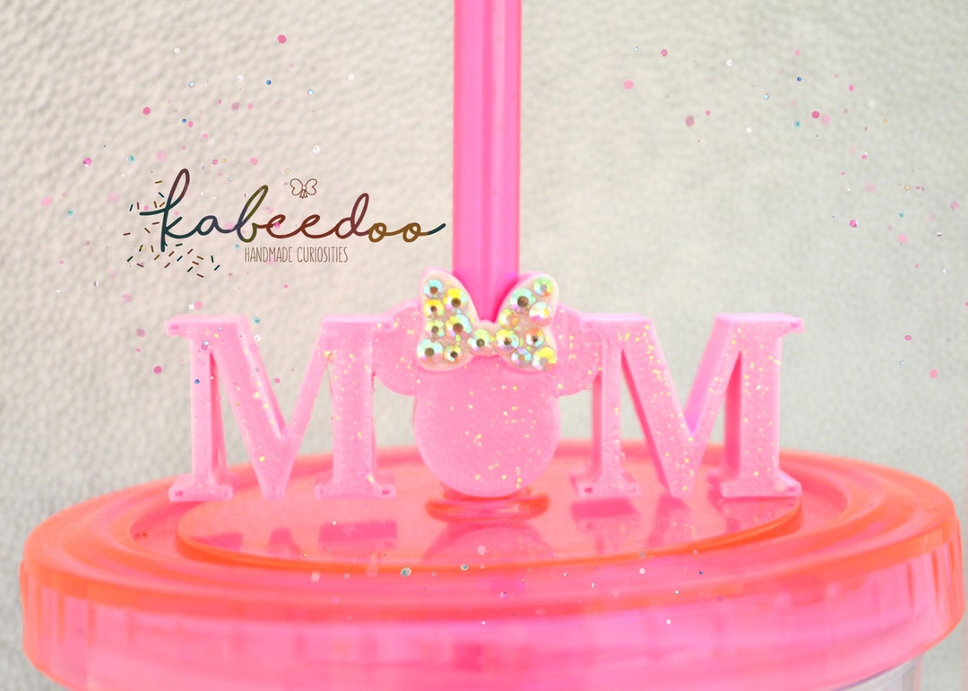 Disney Mom Bling Straw Topper, Minnie Straw Buddy for Tumblers, Mouse ...