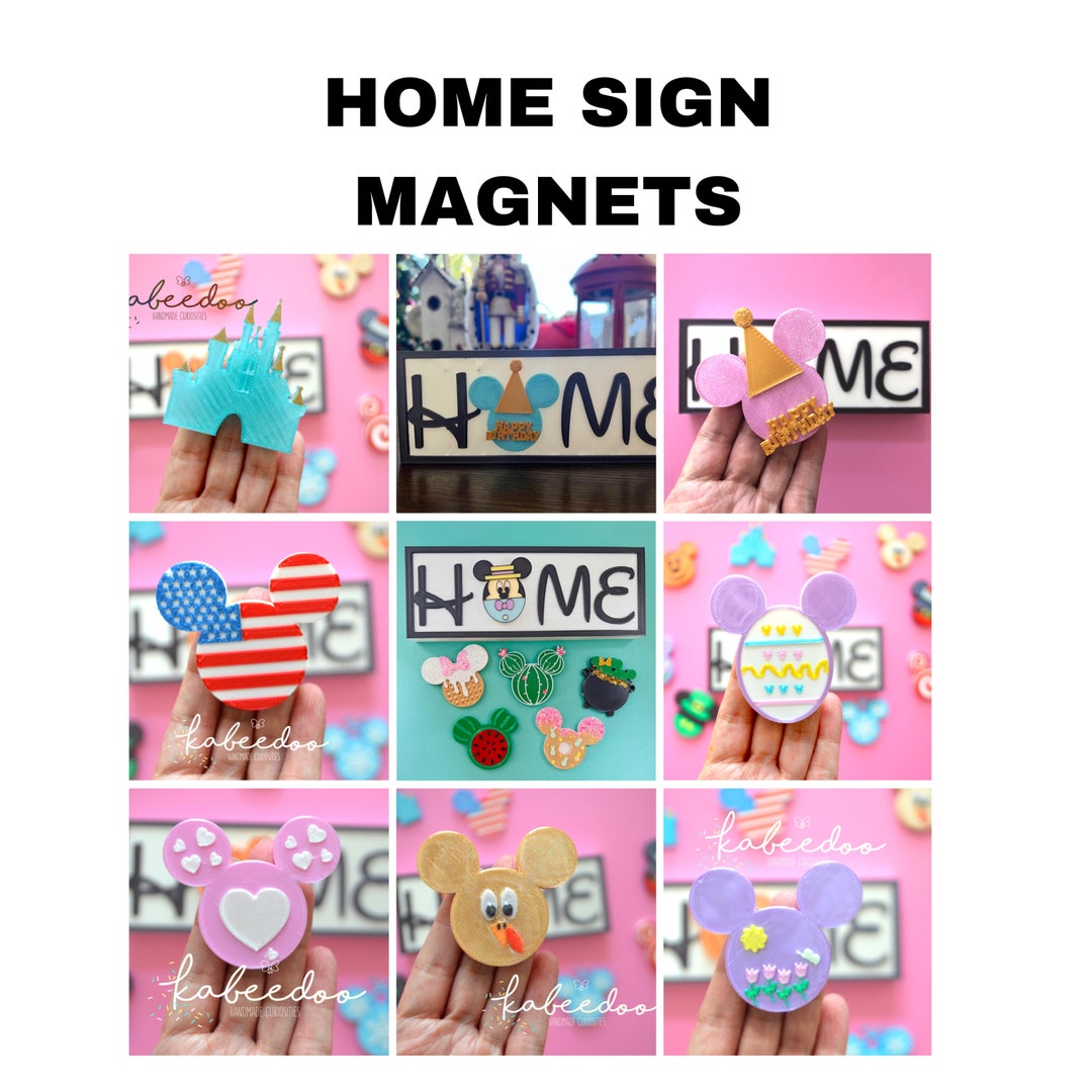 Interchangeable Mickey Head Home Sign MAGNETS, Home Disney Magnets ...