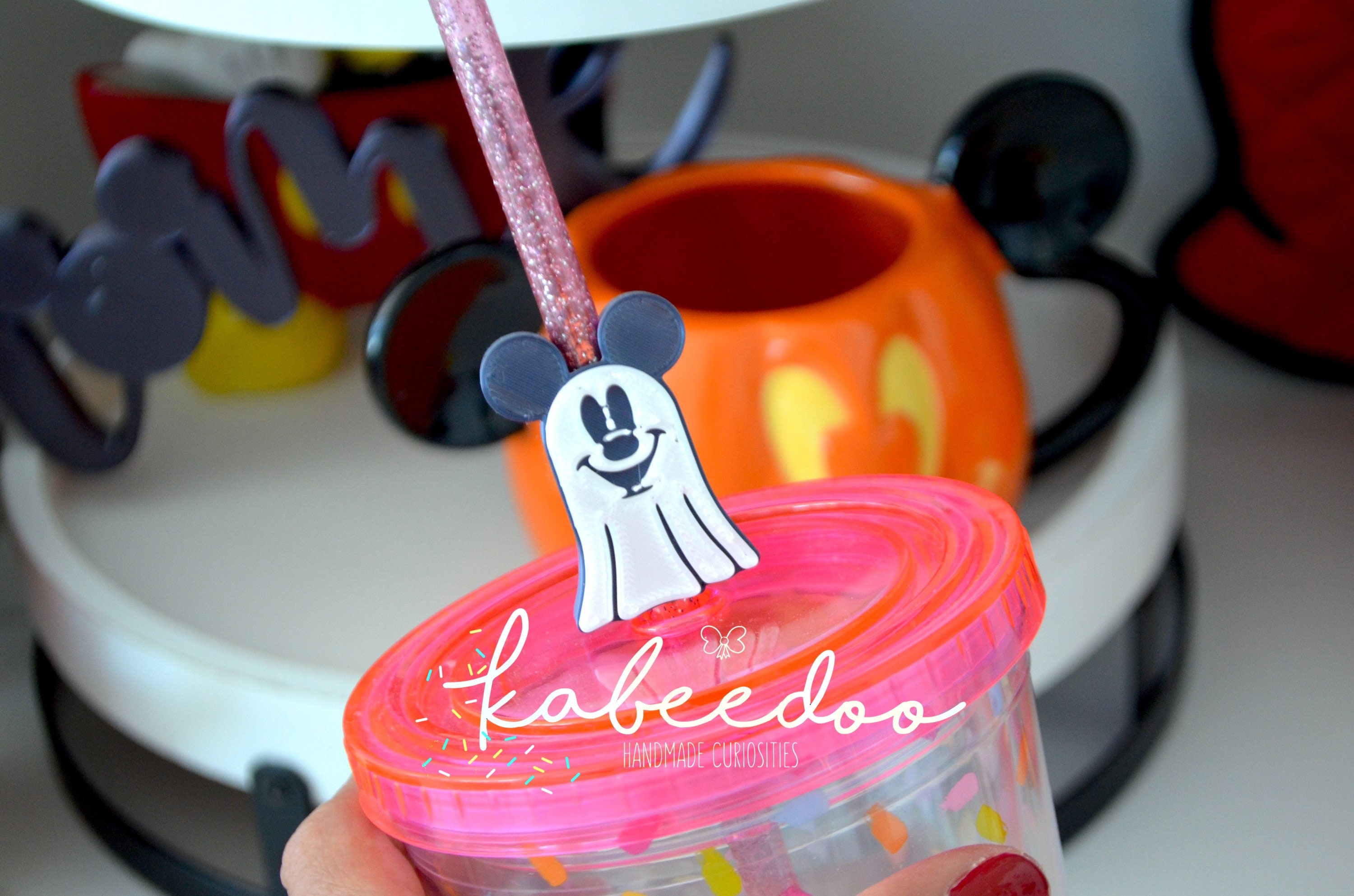 Disney Halloween Mickey Ghost Straw Charm Topper Mickey Ghost - Etsy