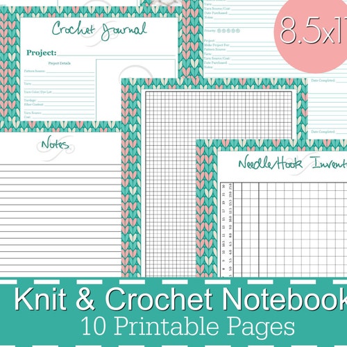 Knitting Crochet Planner Notebook Journal Printables PDF - Etsy