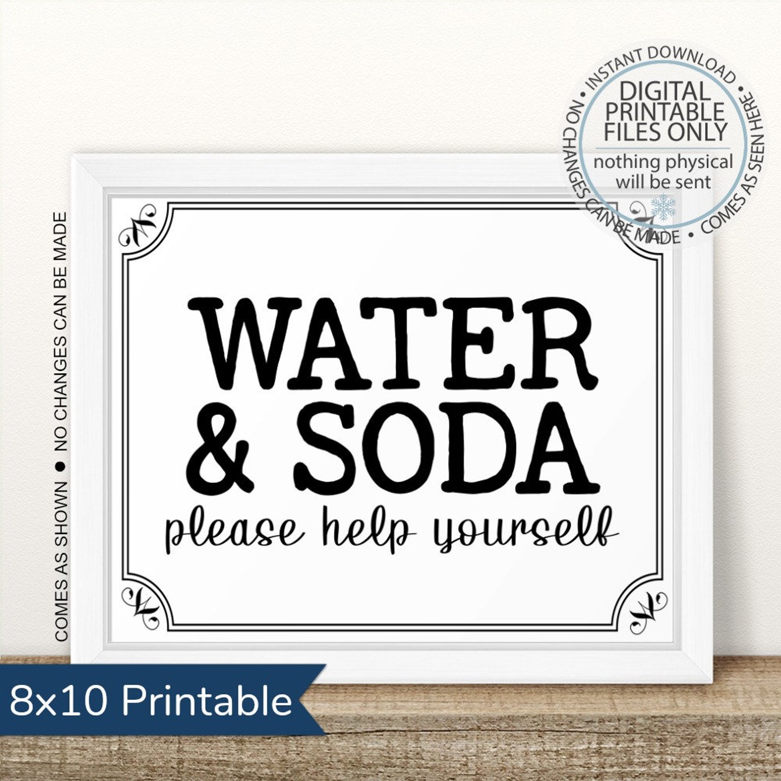 Printable Water and Soda Sign Open House Sign Wedding Sign - Etsy