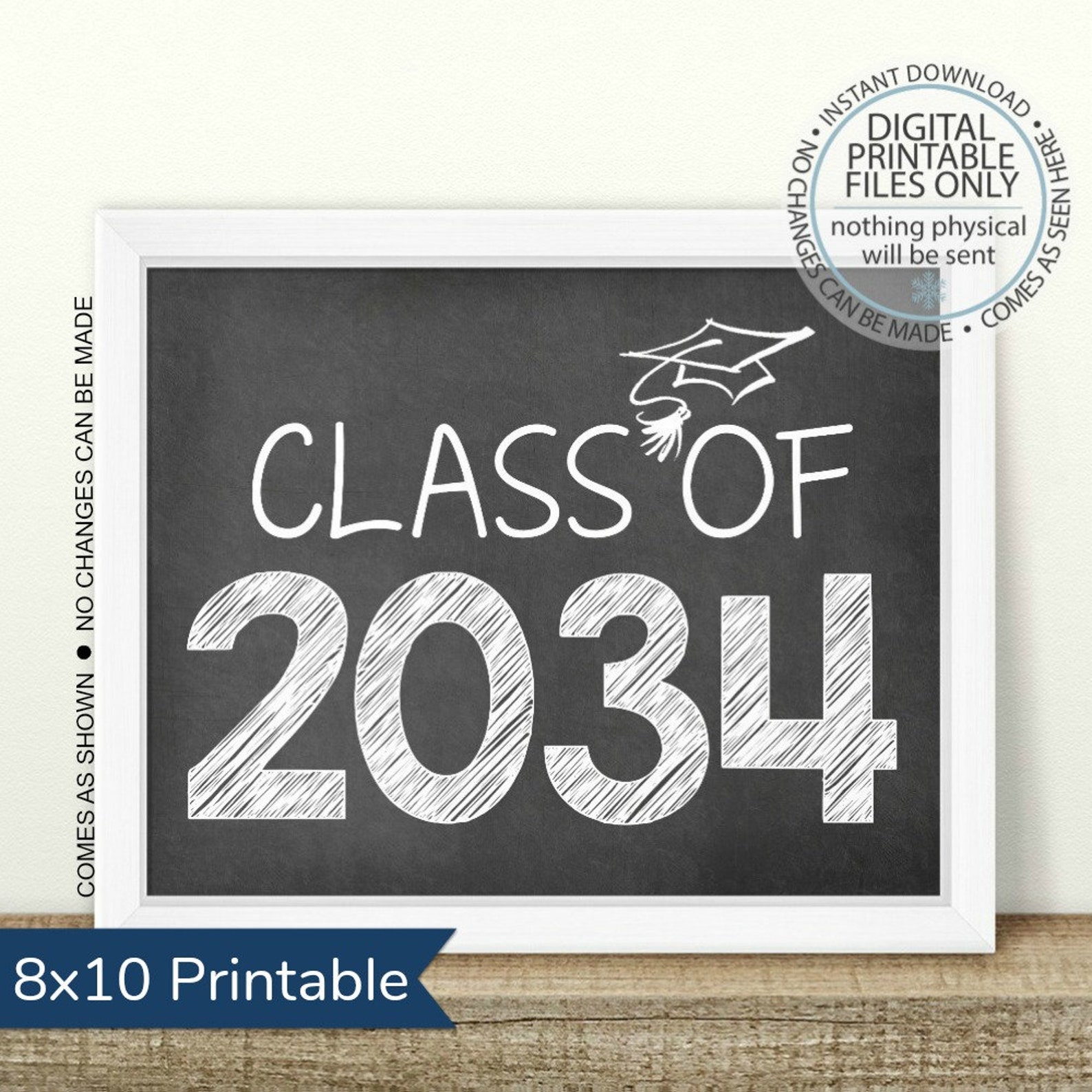 Printable Class of 2034 Graduation Sign, Senior Pictures Photo Prop ...