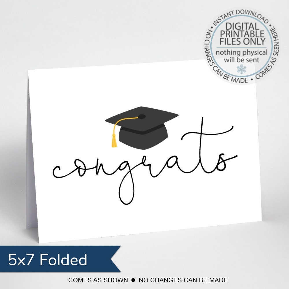 Printable Graduation Card, Congratulations Graduate, Folding Graduation ...