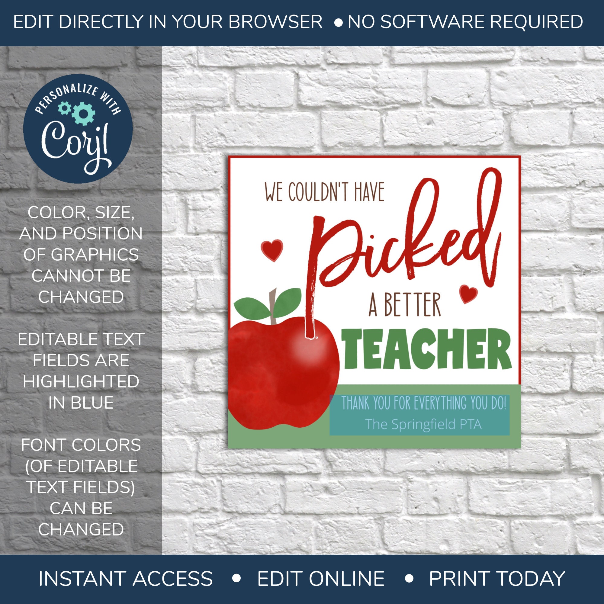 EDITABLE Apple Appreciation Gift Tag Couldn't Have Picked - Etsy