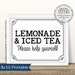 Printable Lemonade and Iced Tea Sign, Open House Sign, Wedding Sign ...